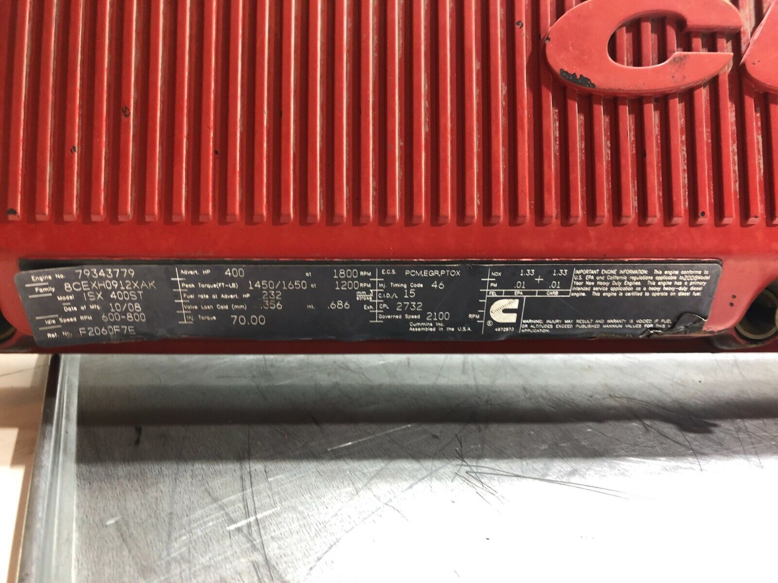 CUMMINS ISX15 DOHC VALVE COVER 3104387 OEM ⋆ Used Diesel Parts