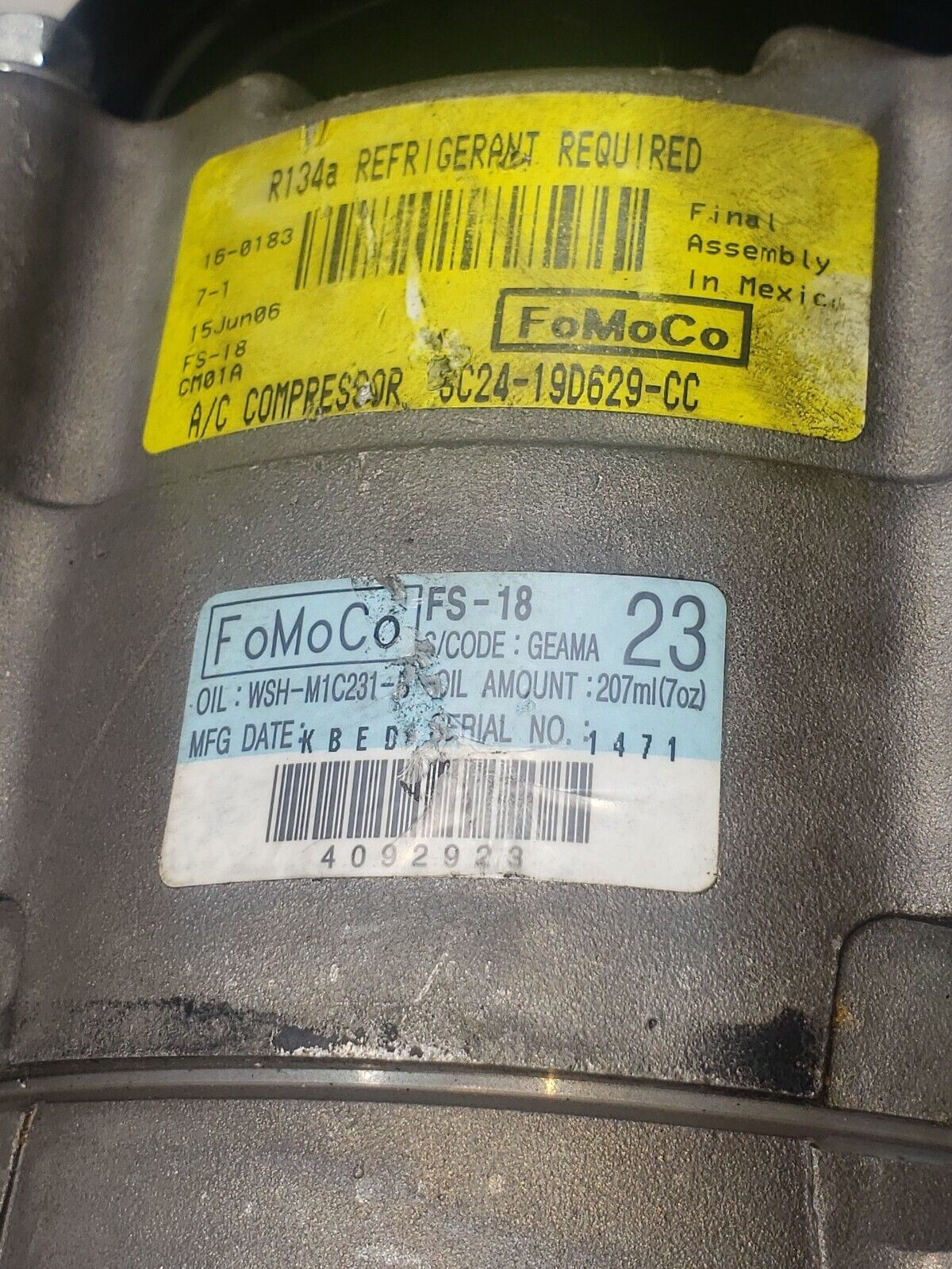 Ford Air Conditioning AC Compressor 8C24-19D629-CC OEM FoMoCo ⋆ Used ...